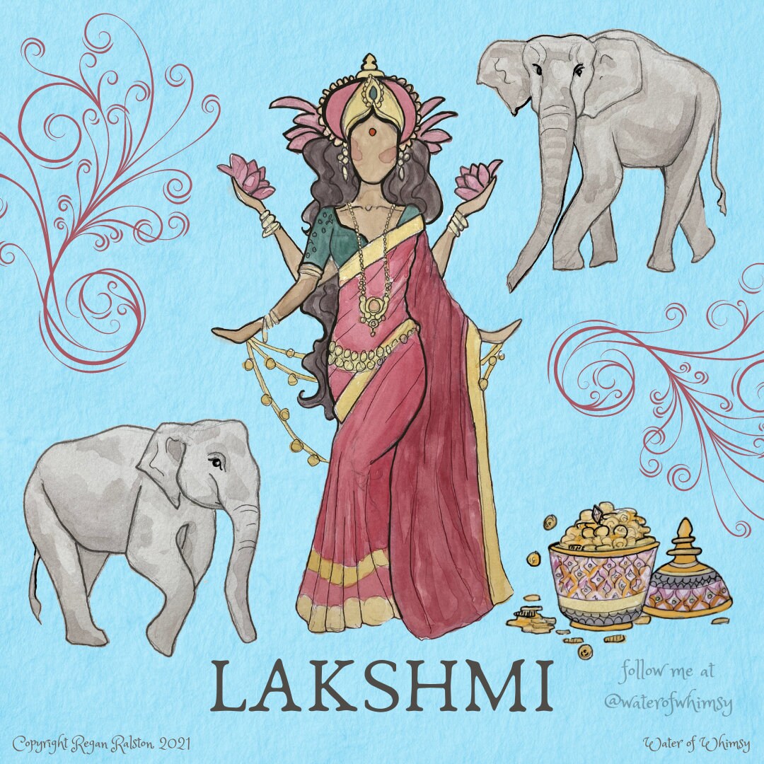 Lakshmi Icon - Goddess & Deity Watercolor Illustration - Etsy
