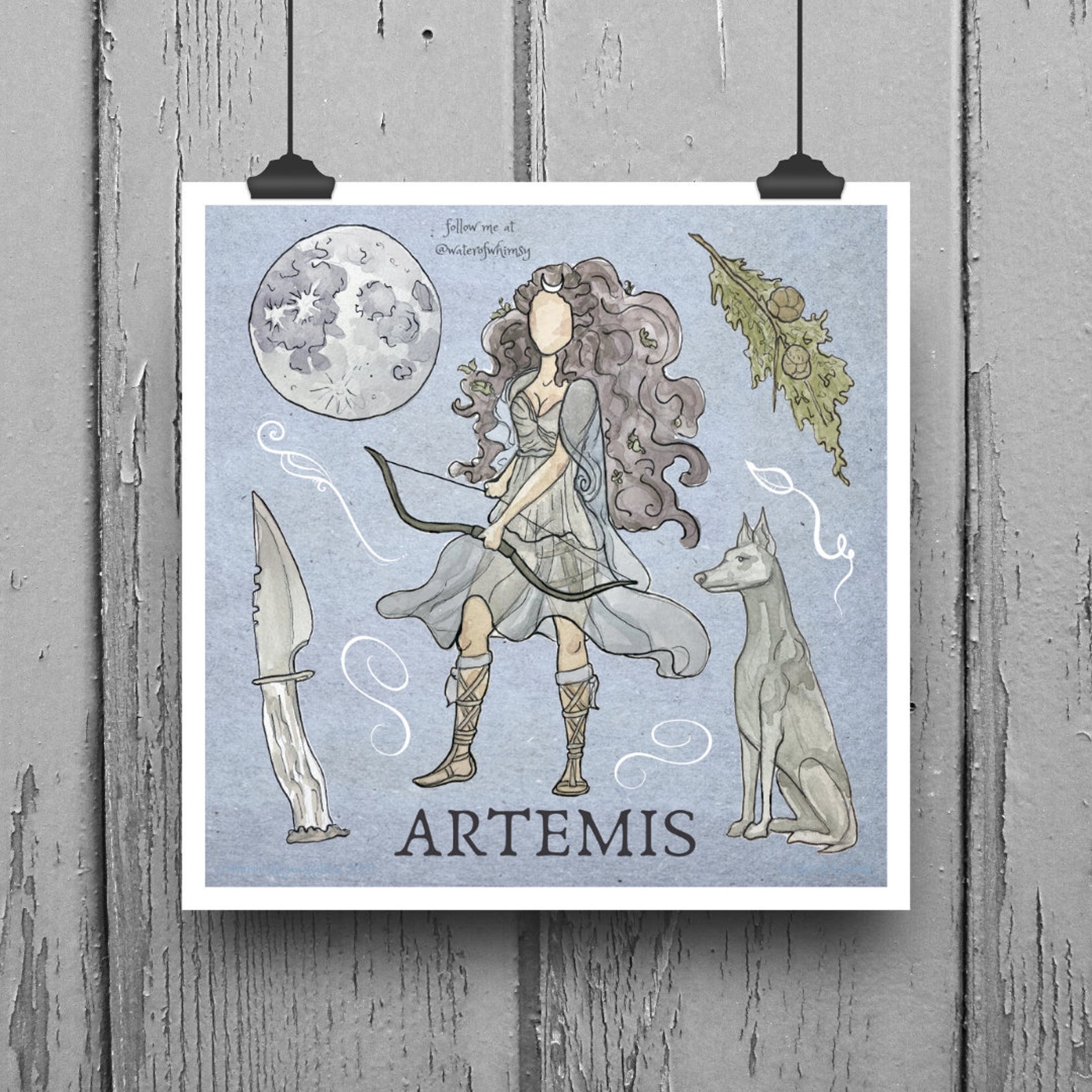 Artemis Icon - Goddess & Deity Watercolor Illustration - Etsy