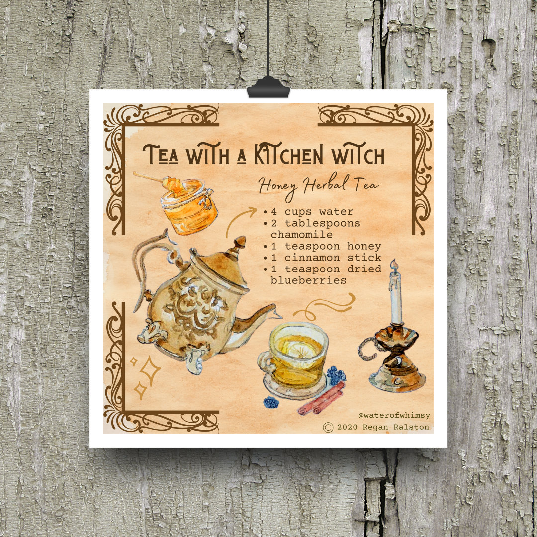 Tea With a Kitchen Witch 5" X 5" Print - Wall Art - Etsy
