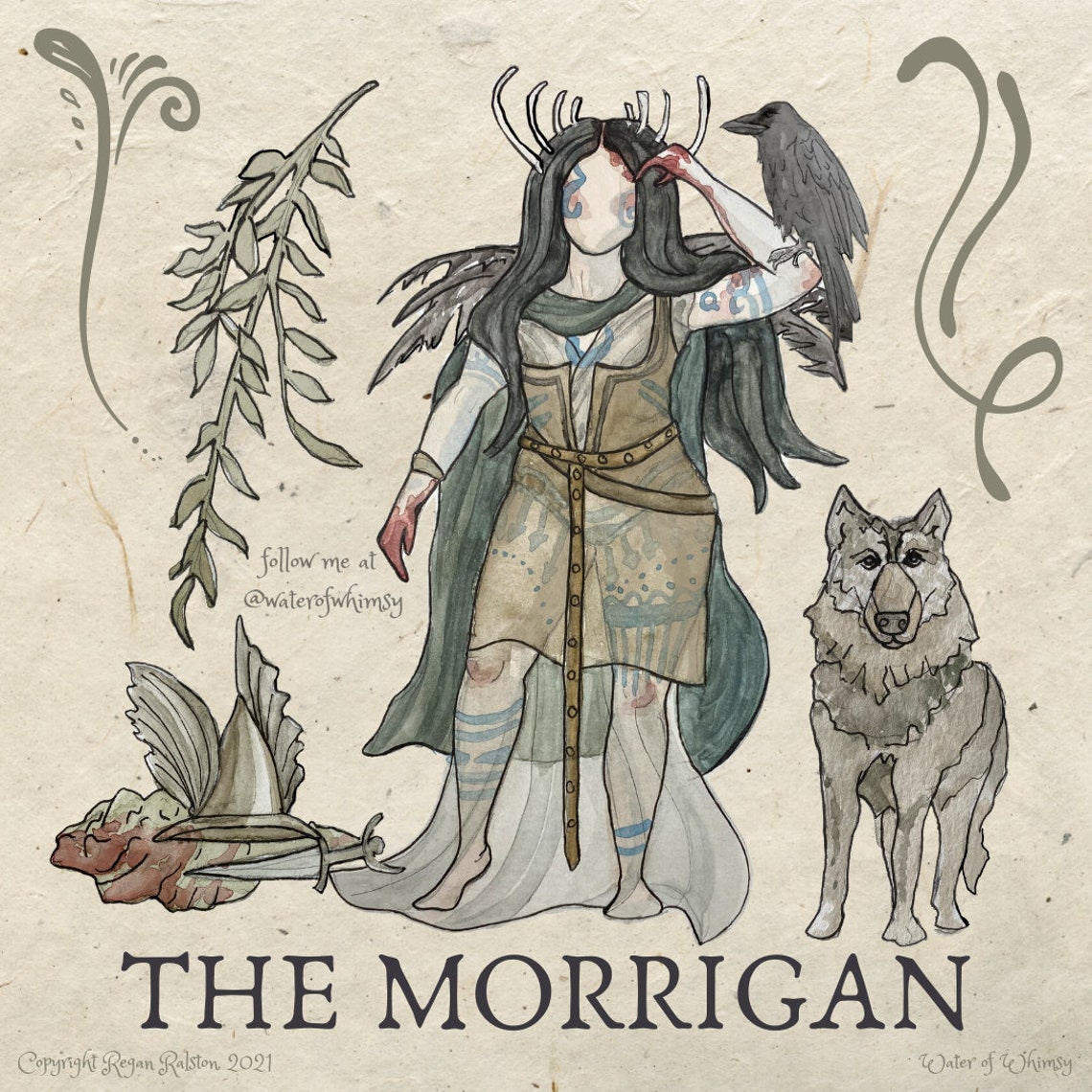 The Morrigan Icon Goddess & Deity Watercolor Illustration | Etsy