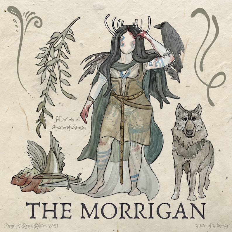 The Morrigan Icon Goddess & Deity Watercolor Illustration | Etsy