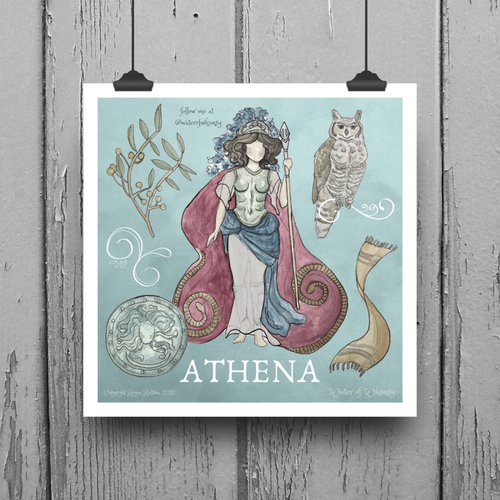 Athena Icon Goddess & Deity Watercolor Illustration - Etsy