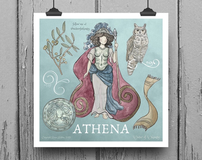 Athena Icon Goddess & Deity Watercolor Illustration - Etsy