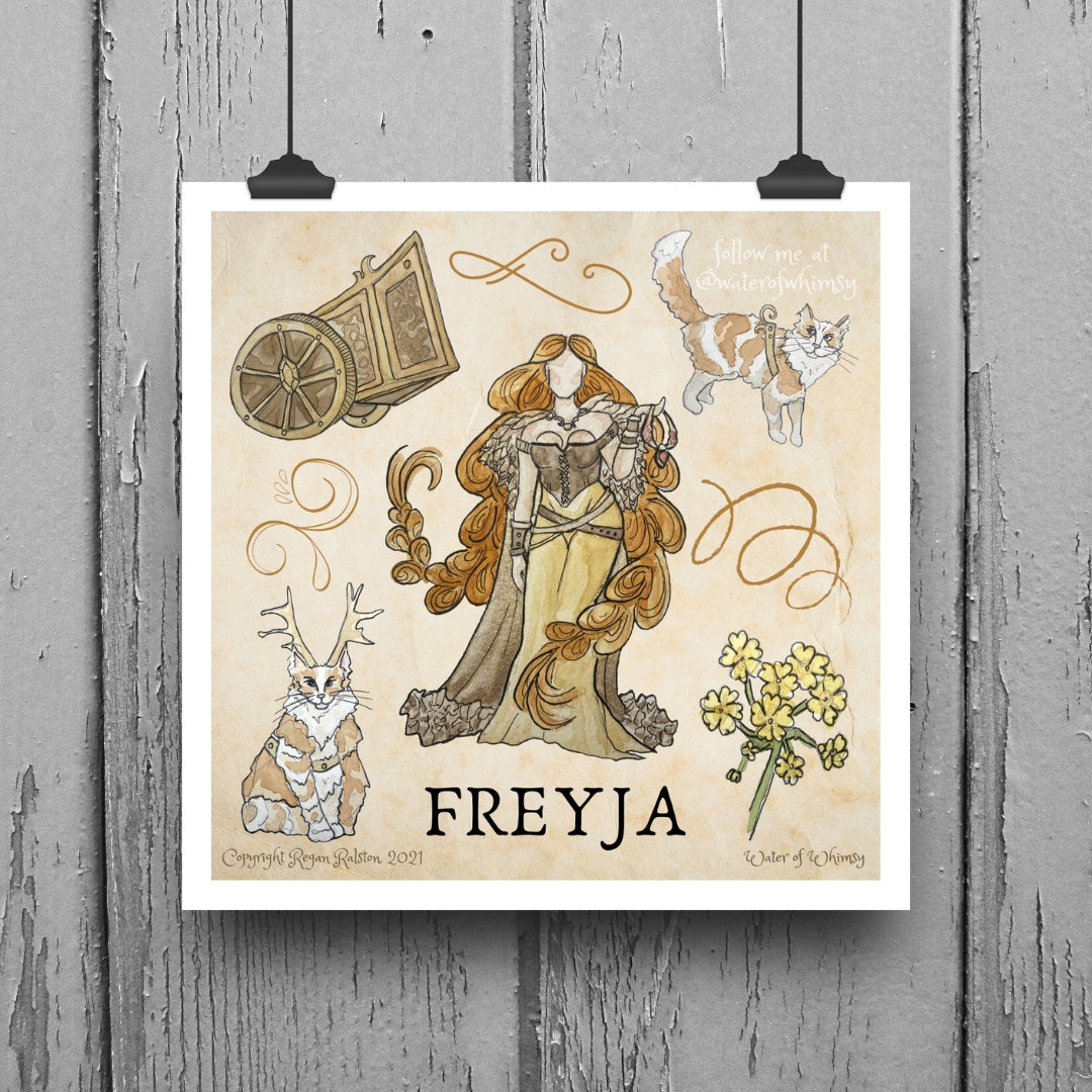 Freyja Icon - Goddess & Deity Watercolor Illustration - Etsy