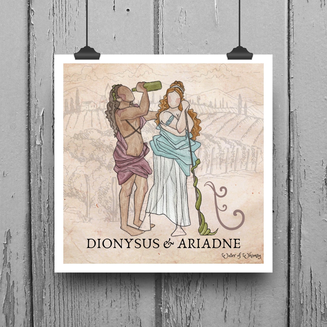 Dionysus and Ariadne Icon - Goddess & Deity Watercolor Illustration - Etsy