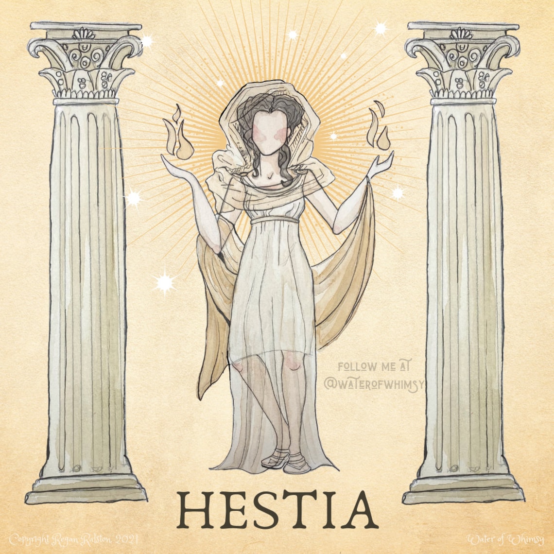 Hestia Icon - Goddess & Deity Watercolor Illustration - Etsy