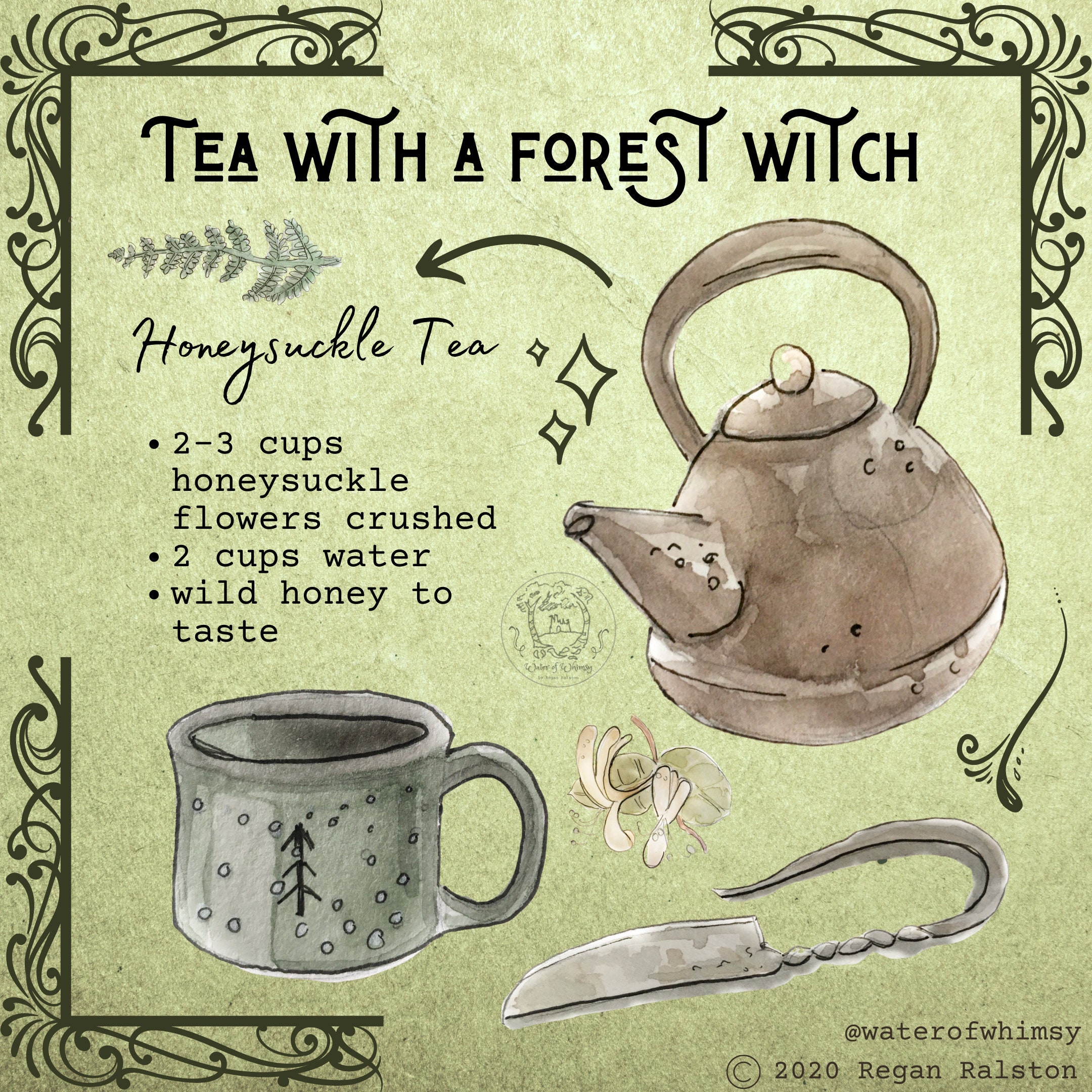 Tea With A Forest Witch Witchy Wall Art Etsy