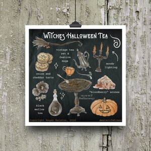 Witches' Halloween Tea Autumn Wall Art - Etsy
