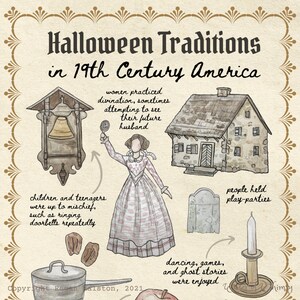 Halloween Traditions in 19th Century America - Watercolor Illustration ...