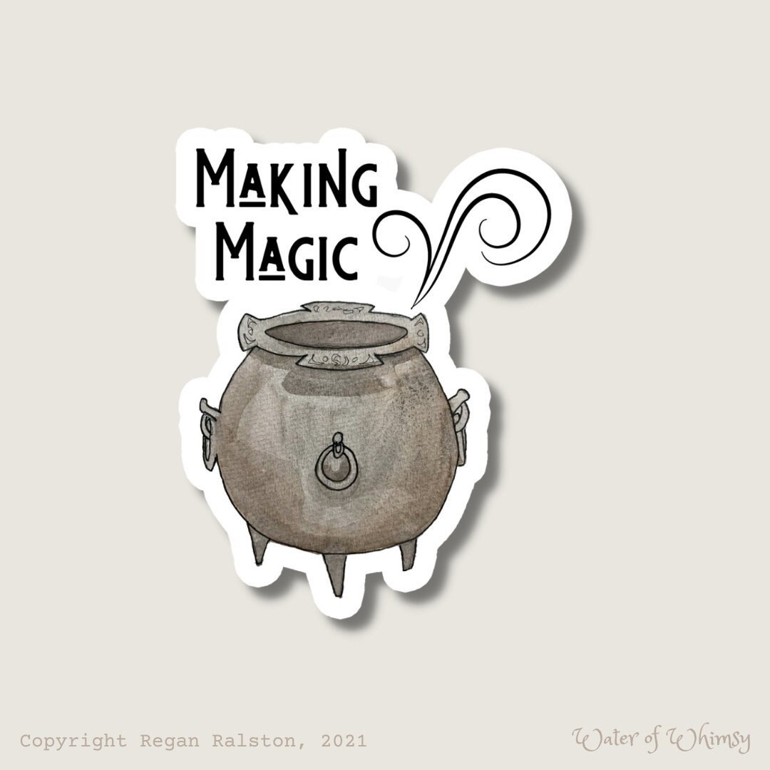 Making Magic Aged Engraved Cauldron - Whimsical Sticker - Etsy