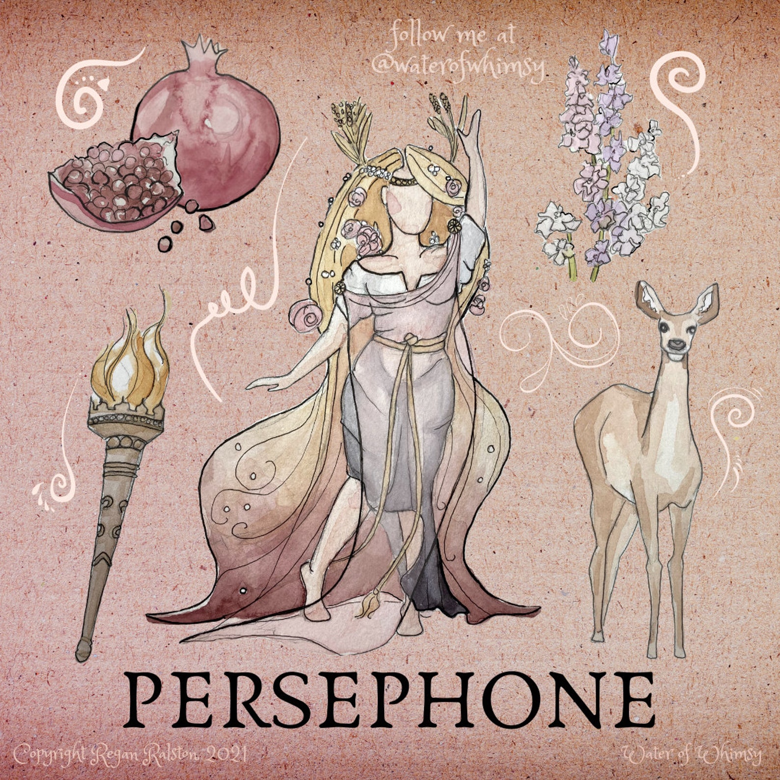 Persephone Icon Goddess & Deity Watercolor Illustration - Etsy