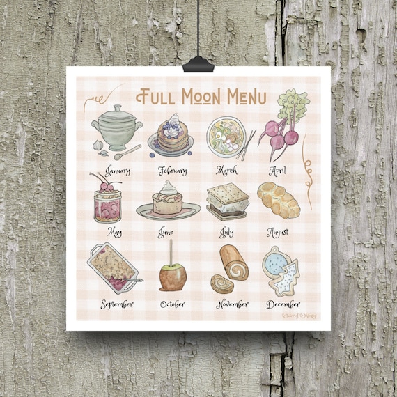 Full Moon Menu Monthly Illustrated Food - Etsy