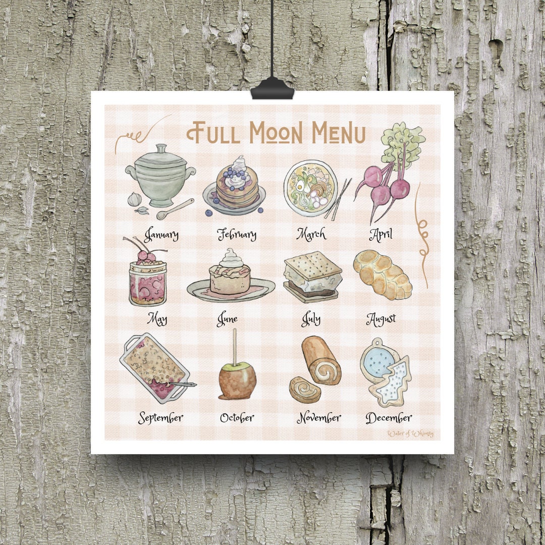 Full Moon Menu Monthly Illustrated Food - Etsy
