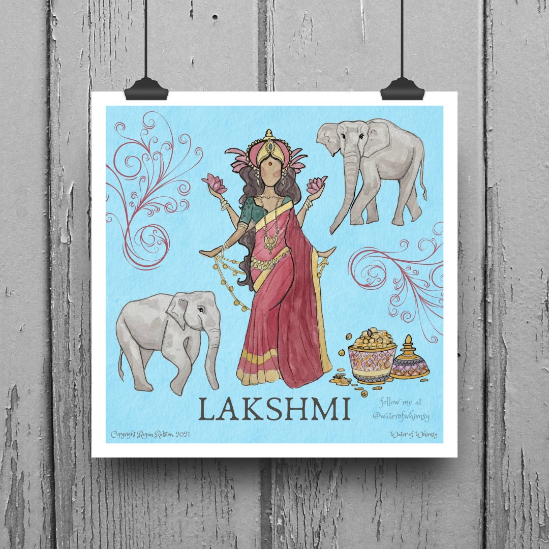 Lakshmi Icon - Goddess & Deity Watercolor Illustration - Etsy