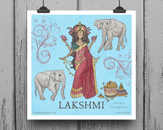 Lakshmi Icon Goddess & Deity Watercolor Illustration - Etsy
