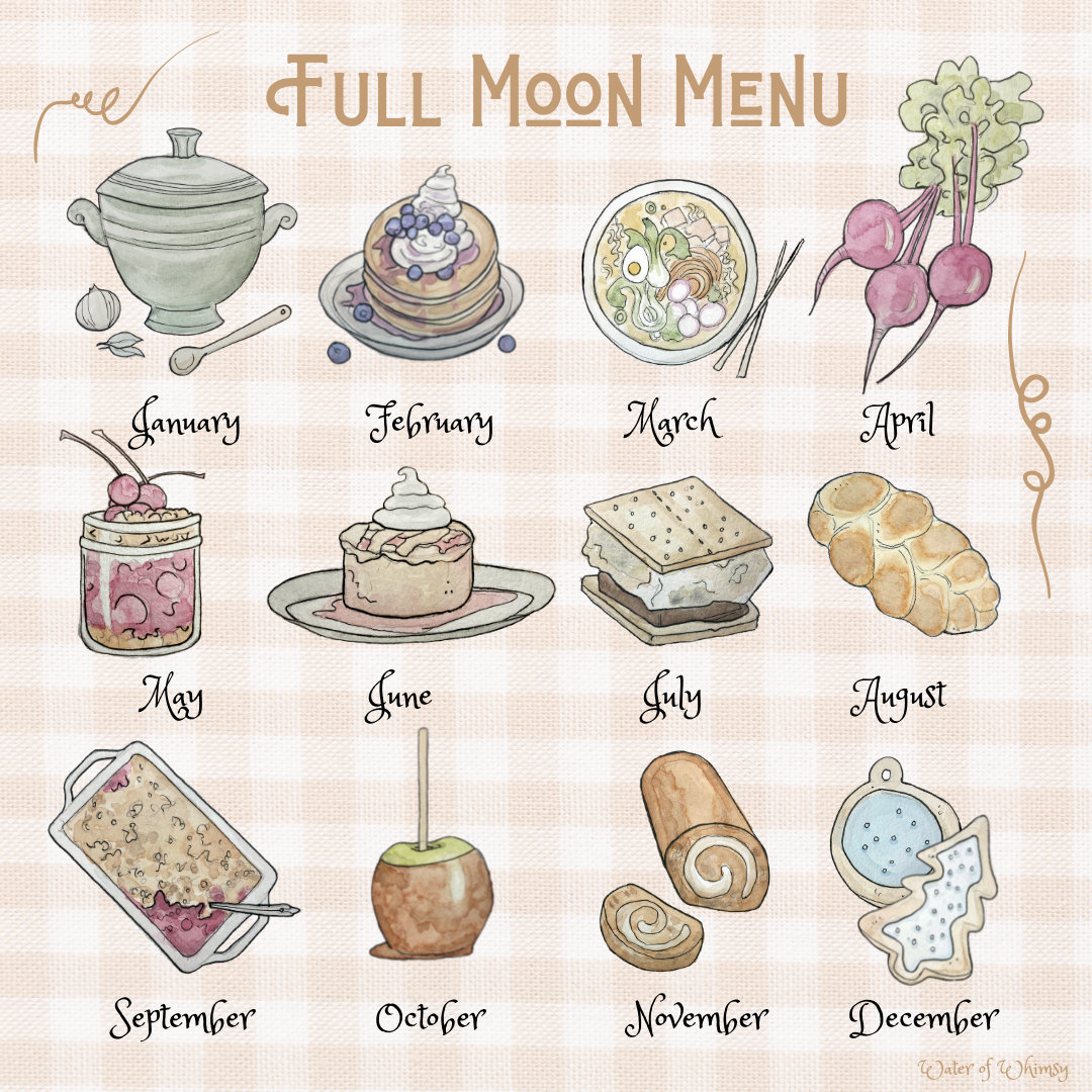 Full Moon Menu Monthly Illustrated Food - Etsy