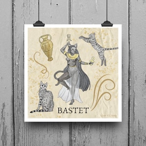 Bastet (bast) Icon - Goddess & Deity Watercolor Illustration - Etsy