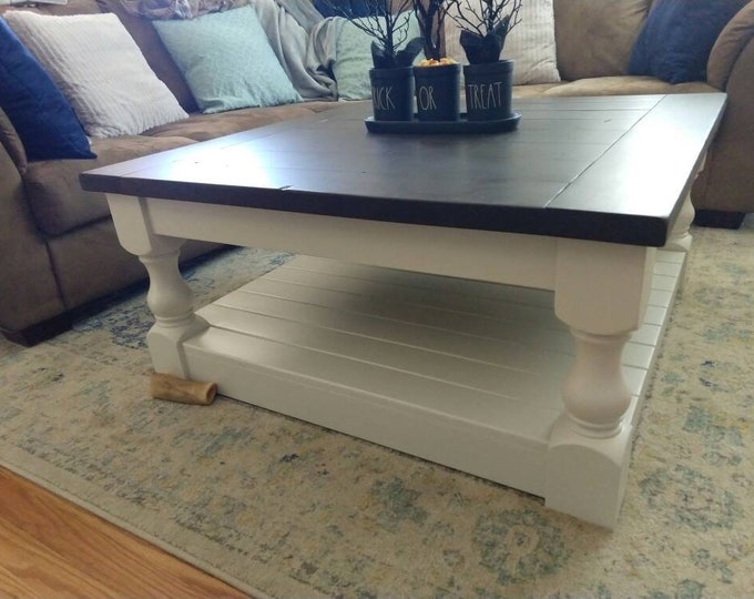 Turned Leg Farmhouse Coffee Table - Etsy