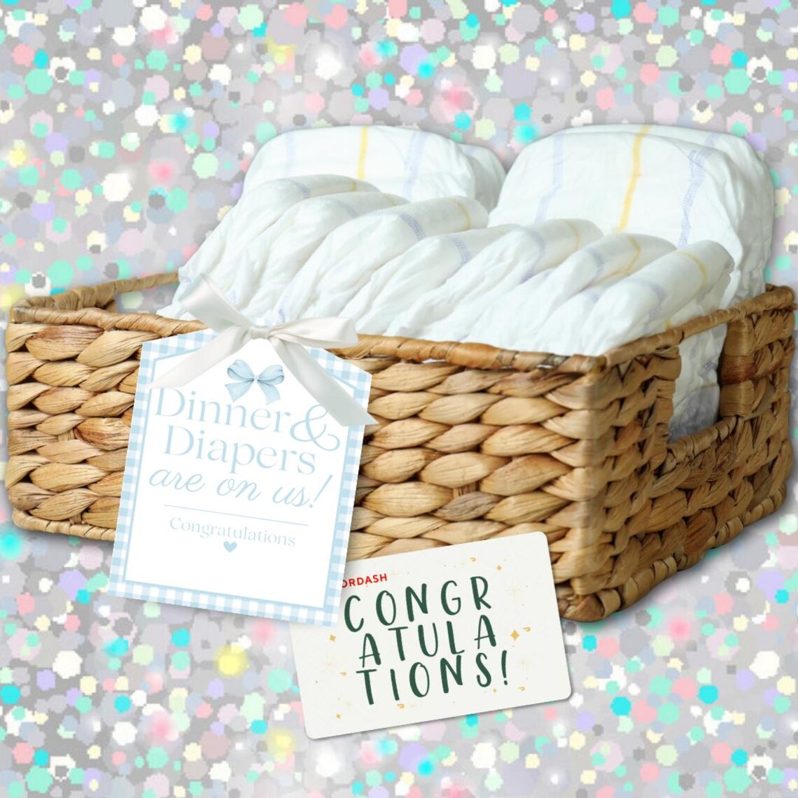 Dinner and Diapers Gift Tag: Printable Baby Shower Favor (instant ...