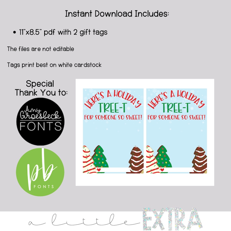 Holiday Tree-t Christmas Cake Brownie Gift Tag Instant Download - Etsy