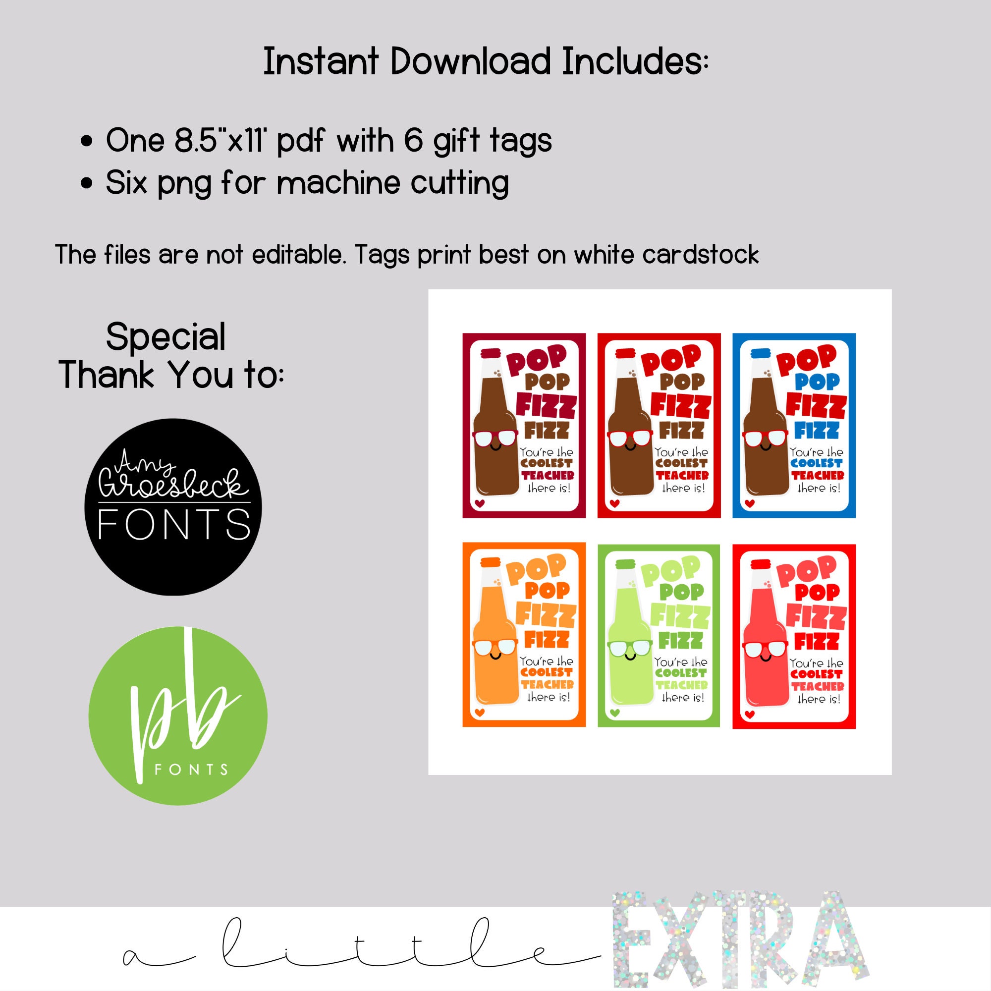 Soda Pop Teacher Appreciation Gift Tag Instant Download Printable - Etsy