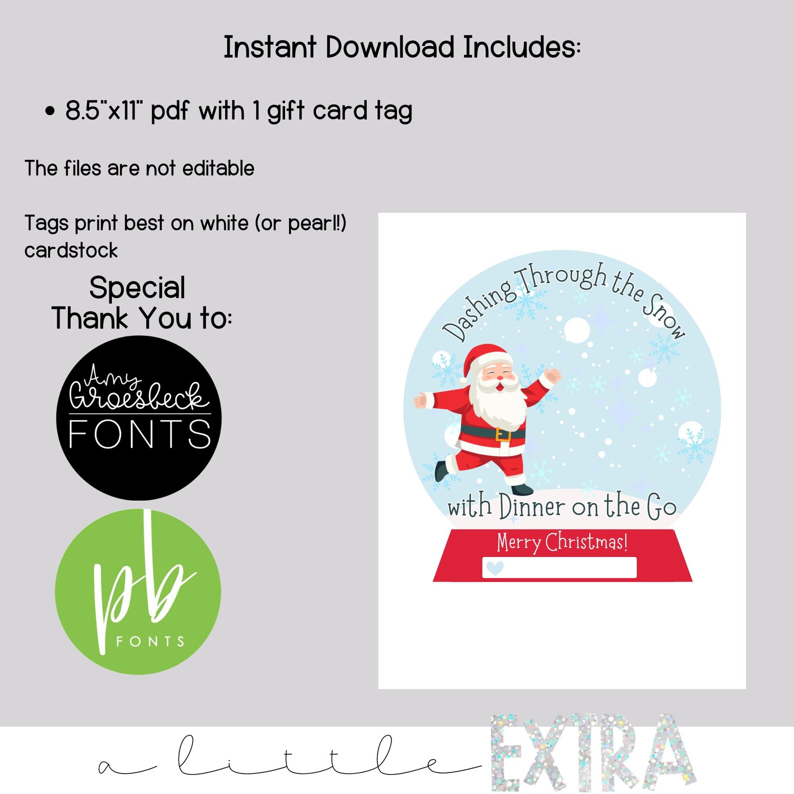Dashing Through the Snow Dinner Gift Card Christmas Holiday Instant ...