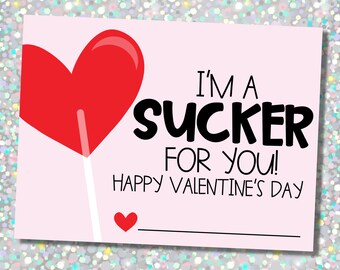 Printable Valentine's Day Card Printable Valentines Suckers Lollipops I ...