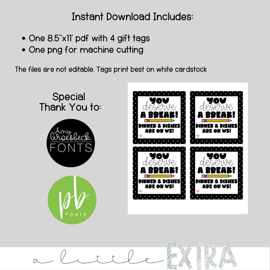 Dinner and Dishes Appreciation Gift Tag Instant Download Printable - Etsy