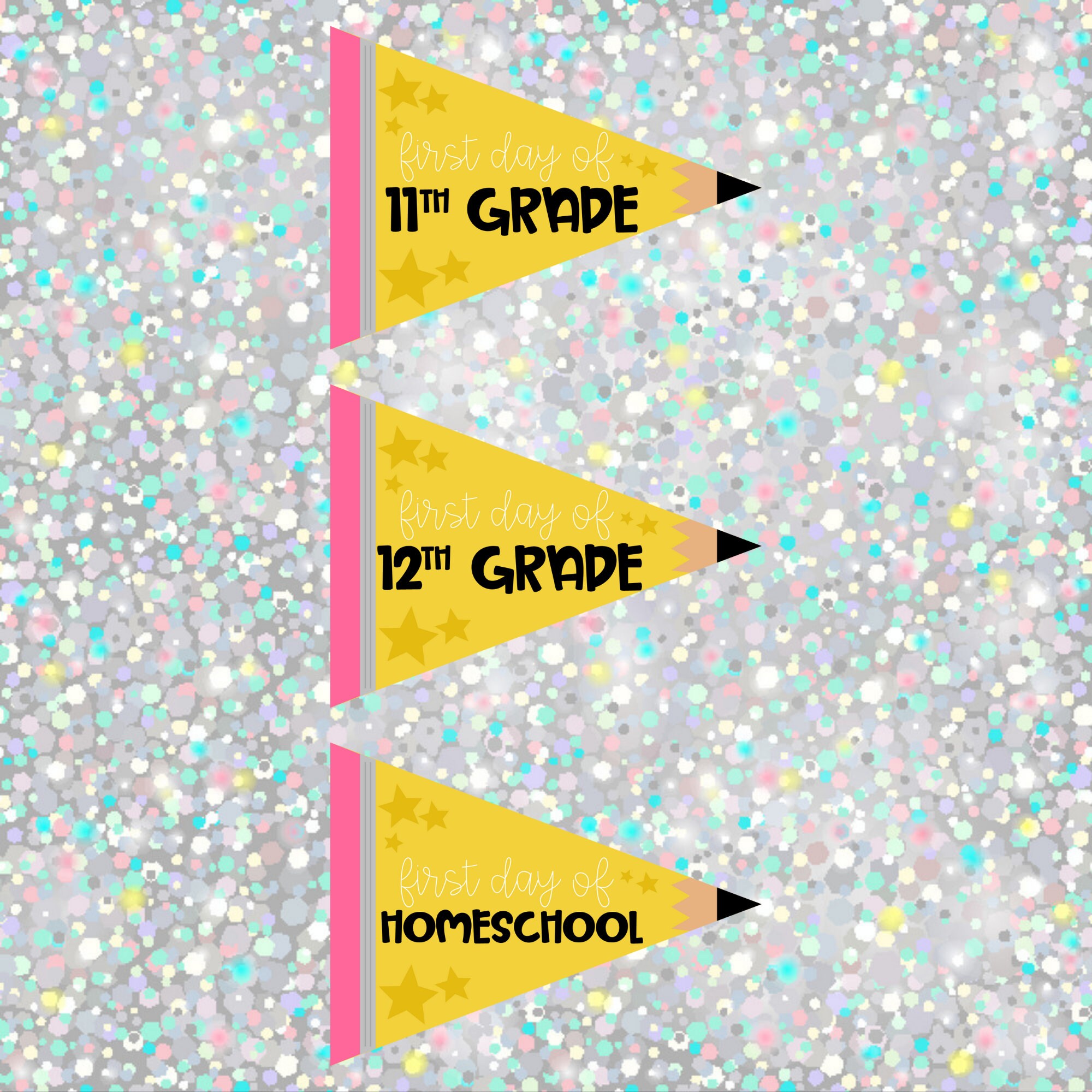 First Day of School Pencil Pennant Flag Instant Download Printable - Etsy