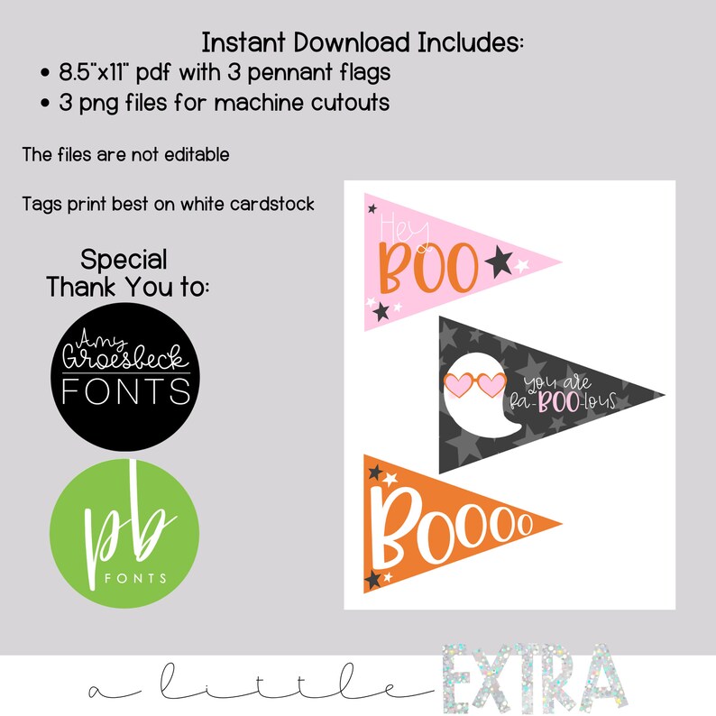 Boo Gift Tag Pennant Flag Instant Download Printable - Etsy