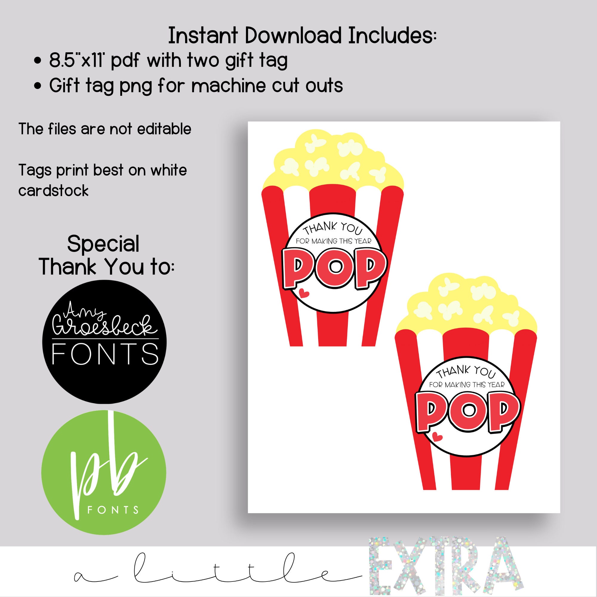 Popcorn Teacher Appreciation Gift Tag Instant Download Printable - Etsy
