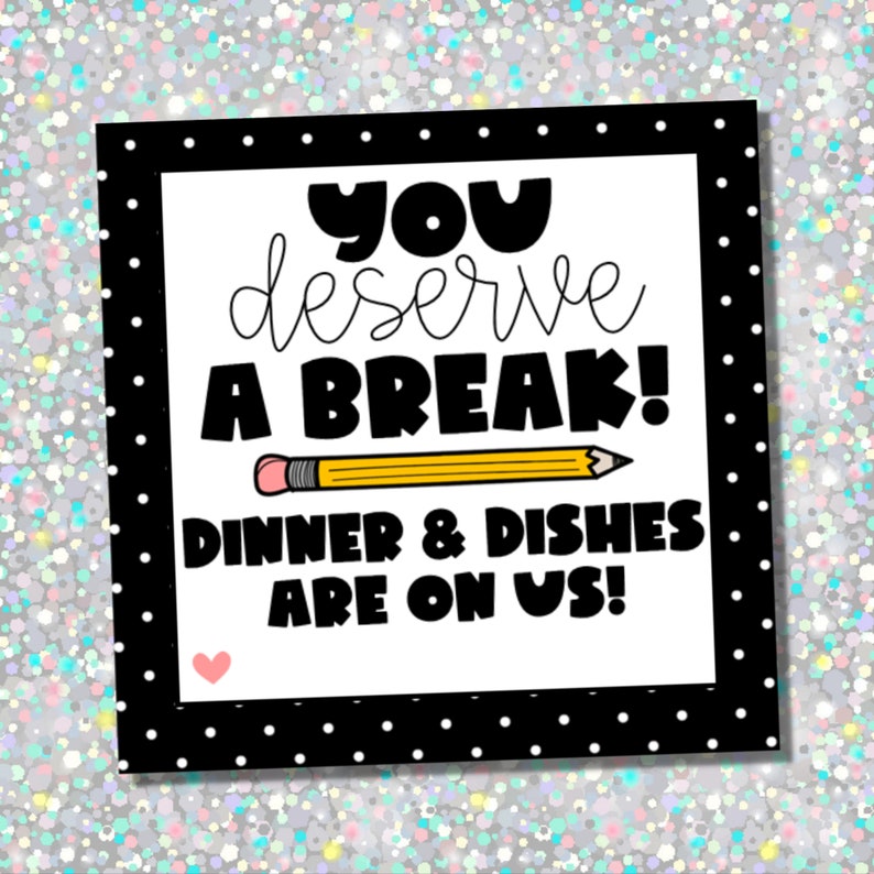Dinner and Dishes Appreciation Gift Tag Instant Download Printable - Etsy