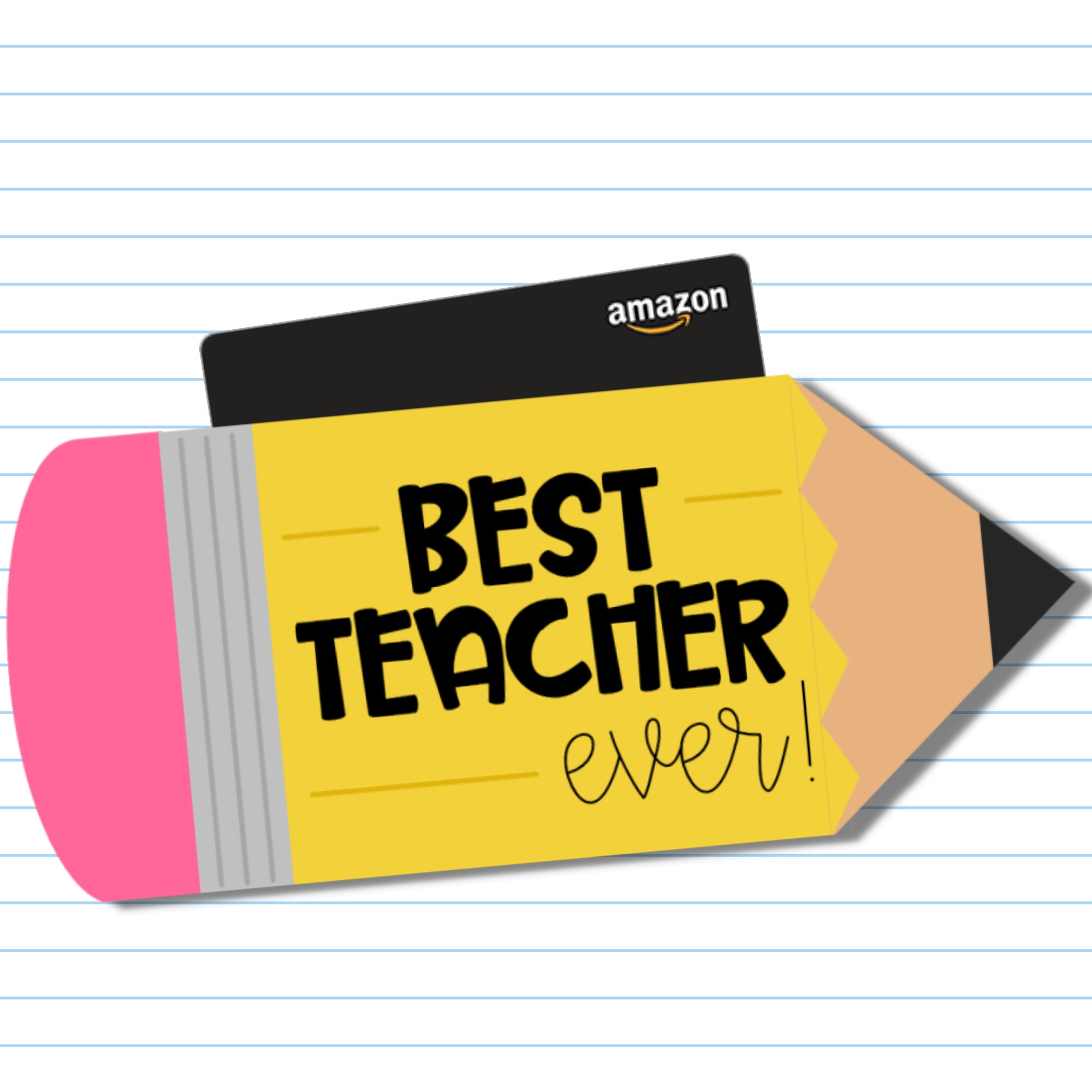 Teacher Appreciation Pencil Gift Card Holder Gift Tag Instant Download ...