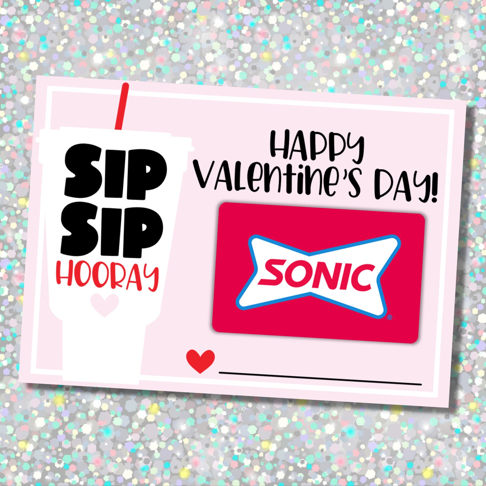 Sip Sip Hooray Valentine's Gift Card Tag Printable - Etsy