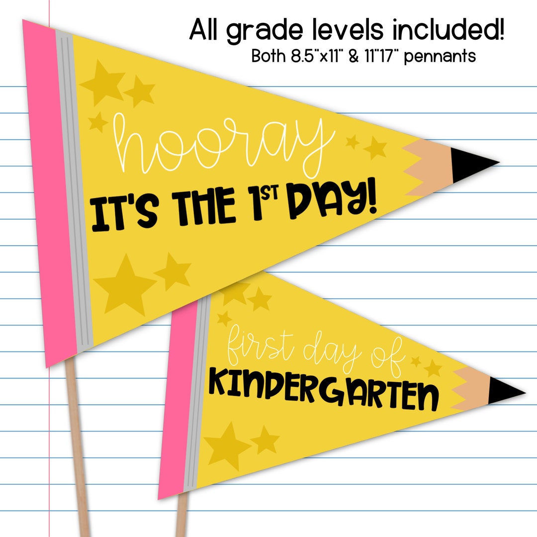 First Day of School Pencil Pennant Flag Instant Download Printable - Etsy