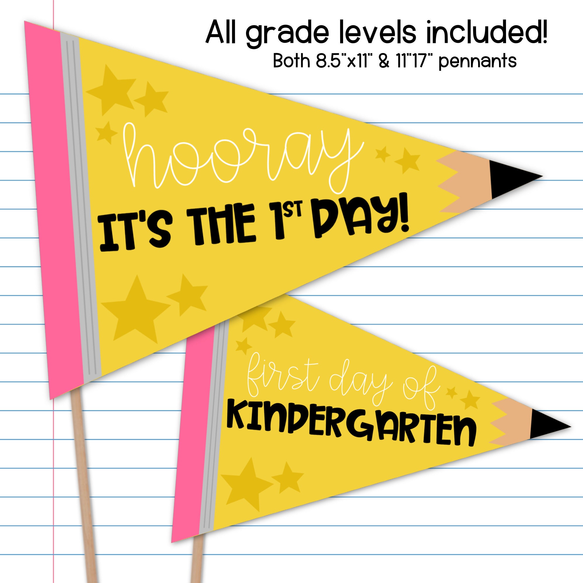 First Day of School Pencil Pennant Flag Instant Download Printable - Etsy