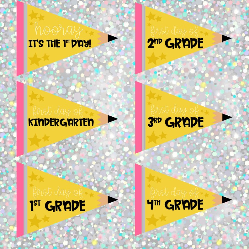 First Day of School Pencil Pennant Flag Instant Download Printable - Etsy