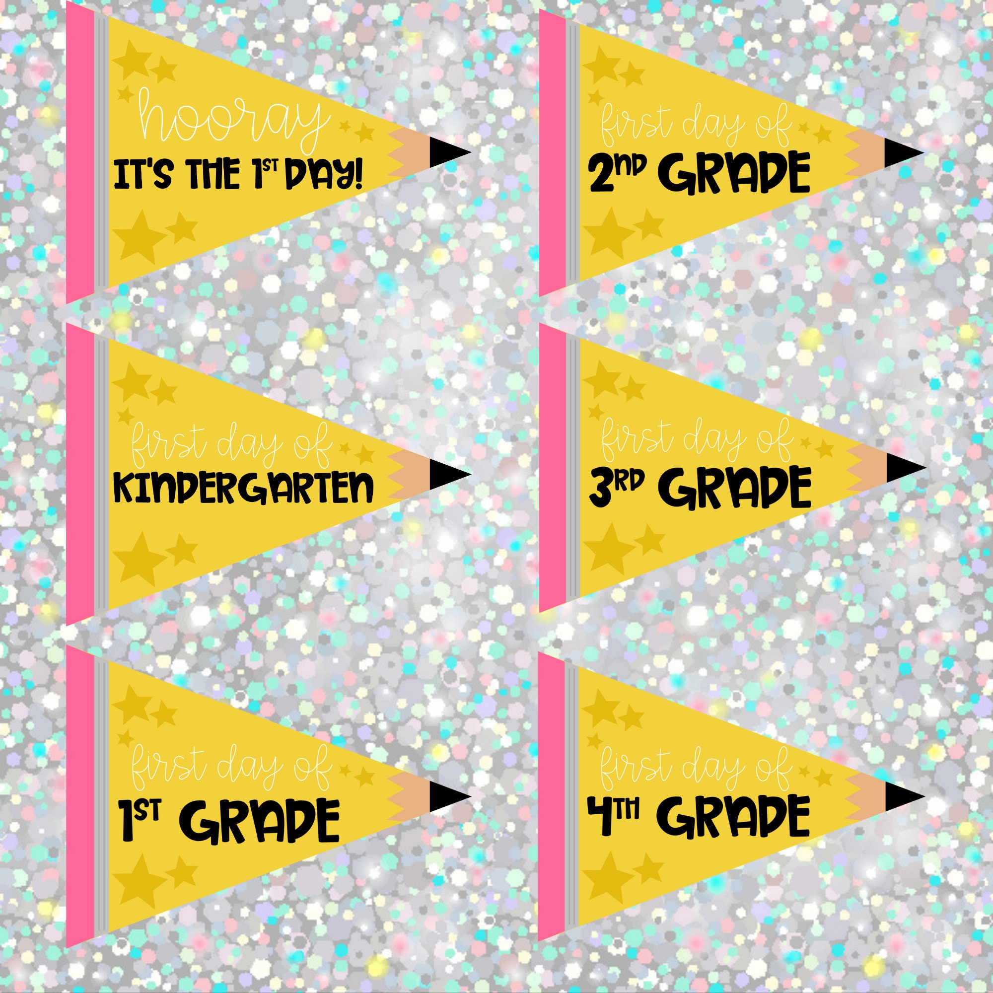 First Day of School Pencil Pennant Flag Instant Download Printable - Etsy