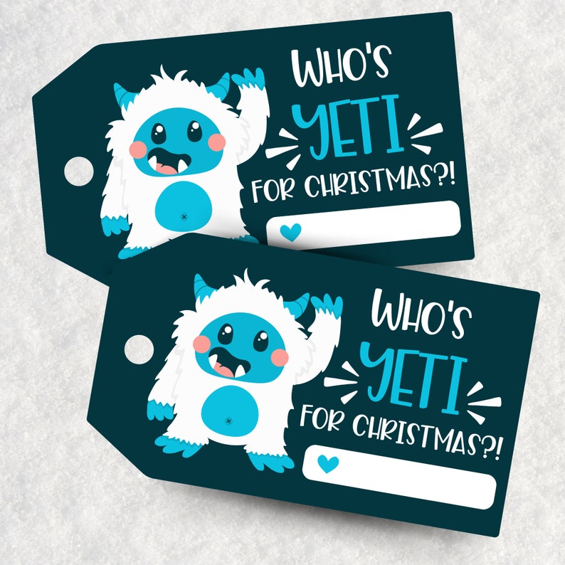Yeti Christmas Gift Tags, Printable Holiday Tags (instant Download) - Etsy