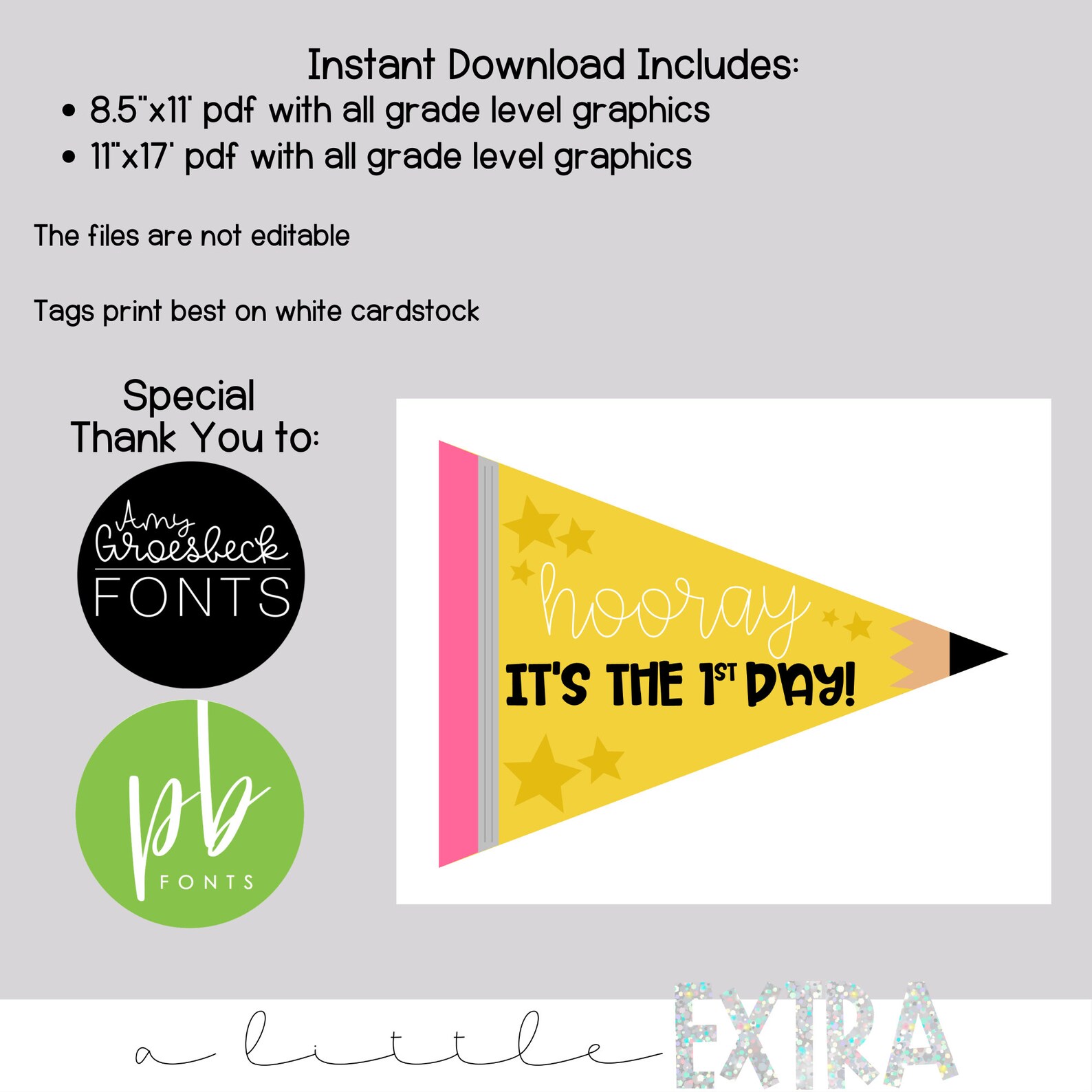 First Day of School Pencil Pennant Flag Instant Download Printable - Etsy
