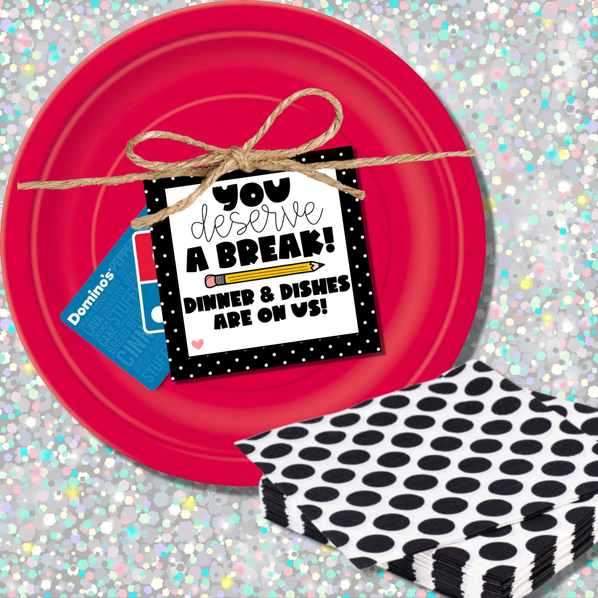 Dinner and Dishes Appreciation Gift Tag Instant Download Printable - Etsy