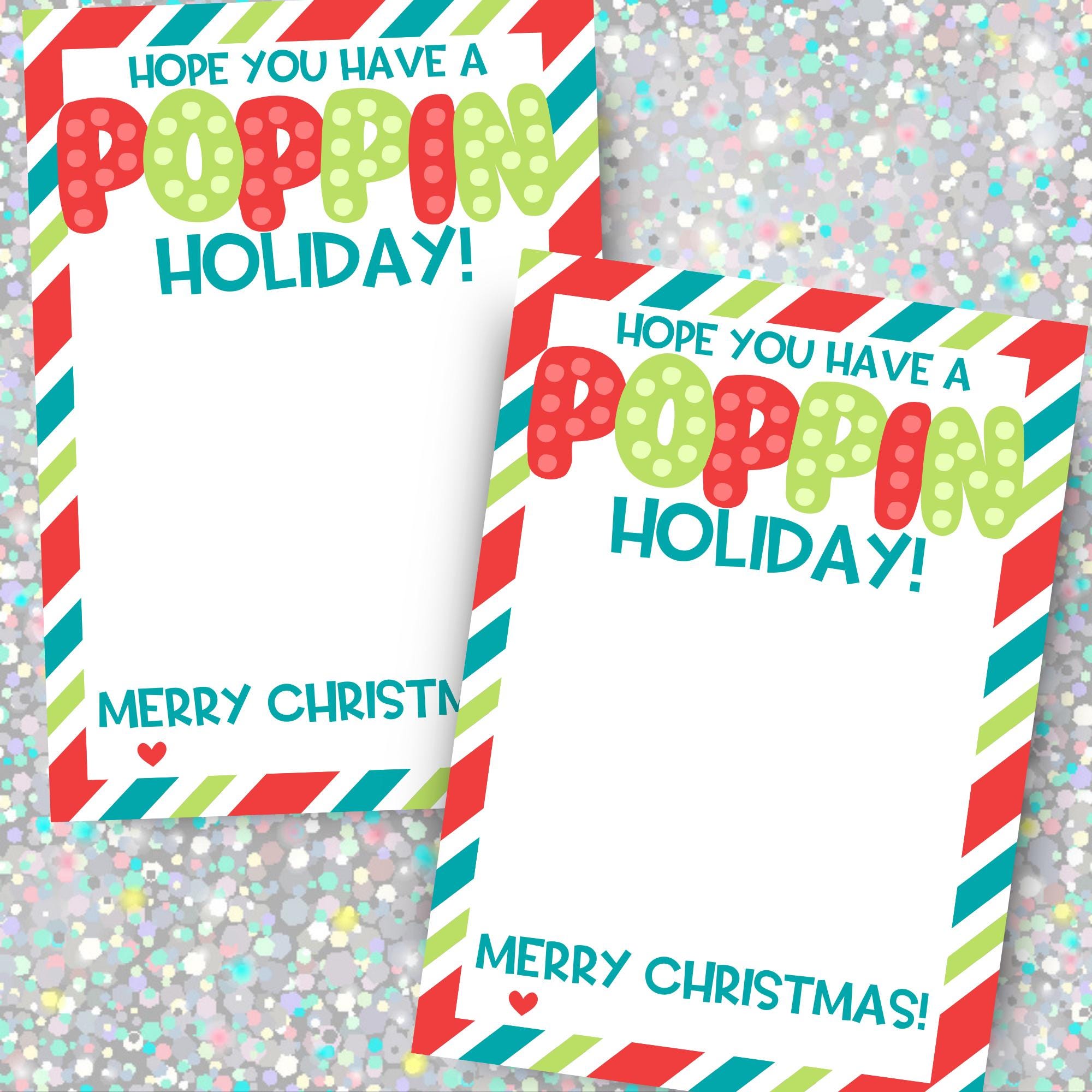 Poppin' Santa Gift Tag, Printable Christmas Holiday Favor (instant ...