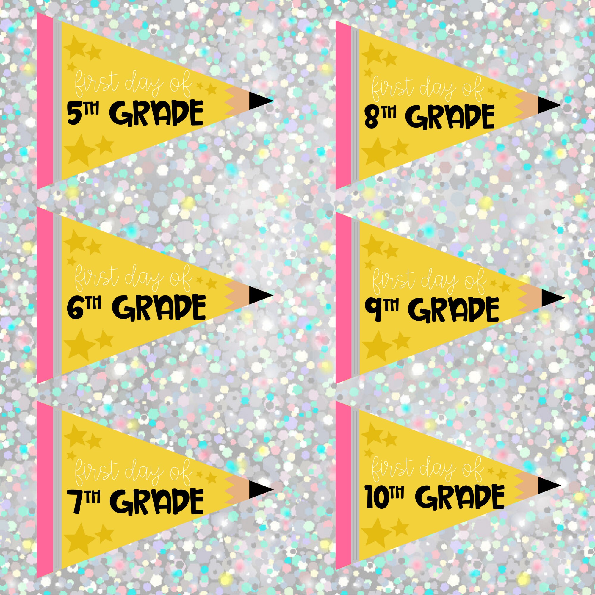 First Day of School Pencil Pennant Flag Instant Download Printable - Etsy