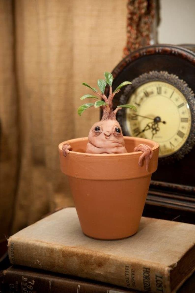 CUTE Mandragora Mandrake root creature specimen clay sculpture | Etsy