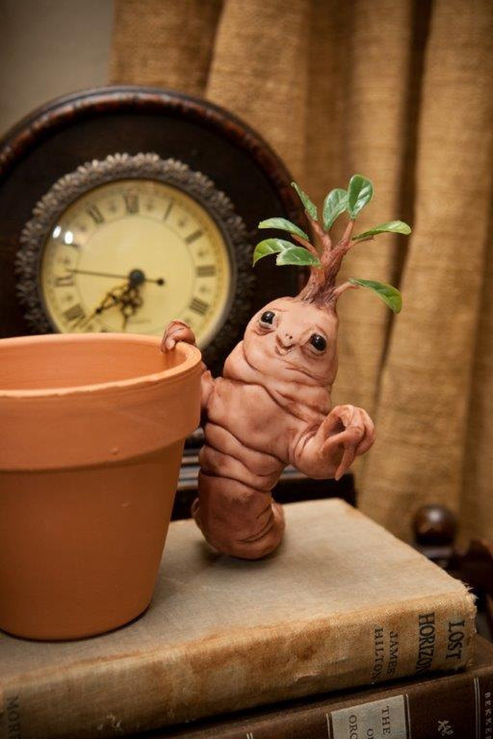 CUTE Mandragora Mandrake root creature specimen clay sculpture | Etsy