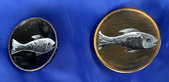 Two Beautiful HANDPAINTED FISH BUTTONS | Etsy