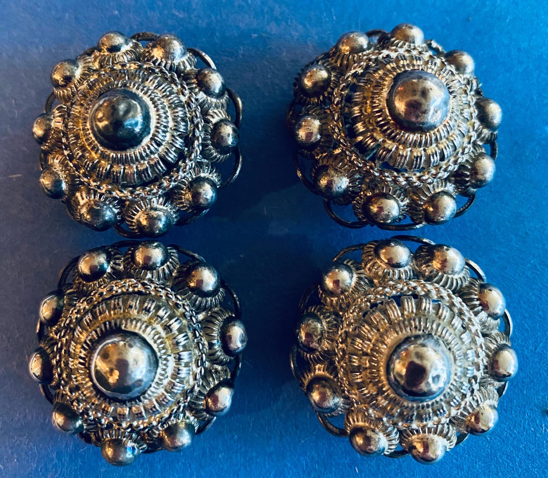 4 Antique DUTCH SILVER FILIGREE Buttons - Etsy