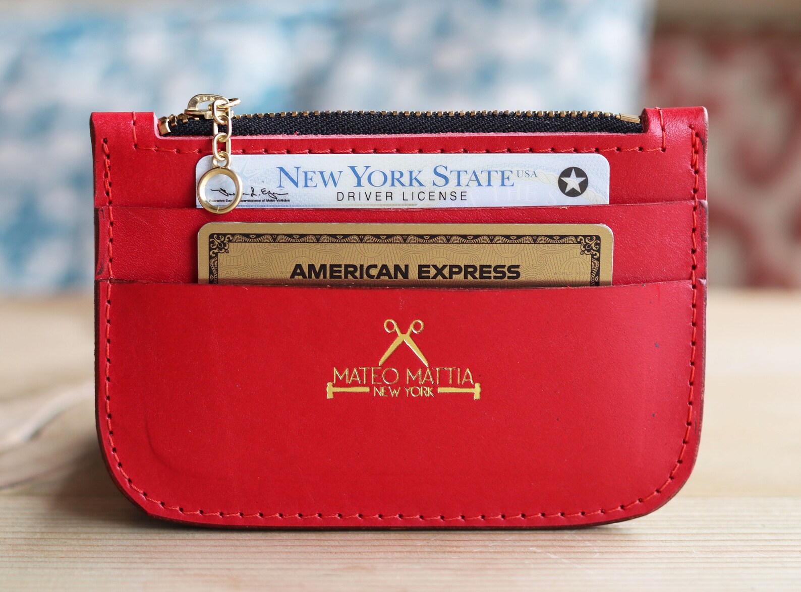 Red Leather Zip Wallet - Etsy