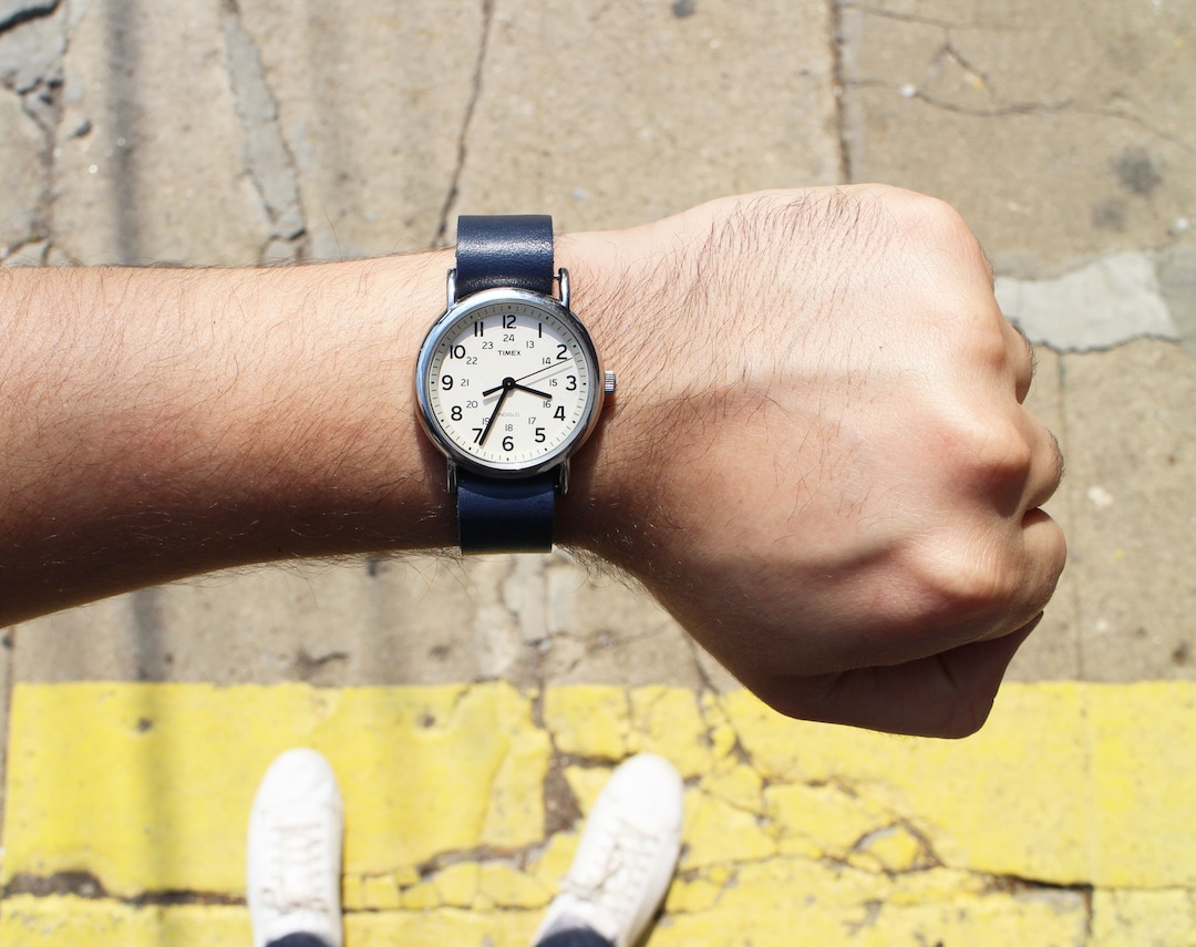 Blue Leather Timex Weekender Watch Strap - Etsy