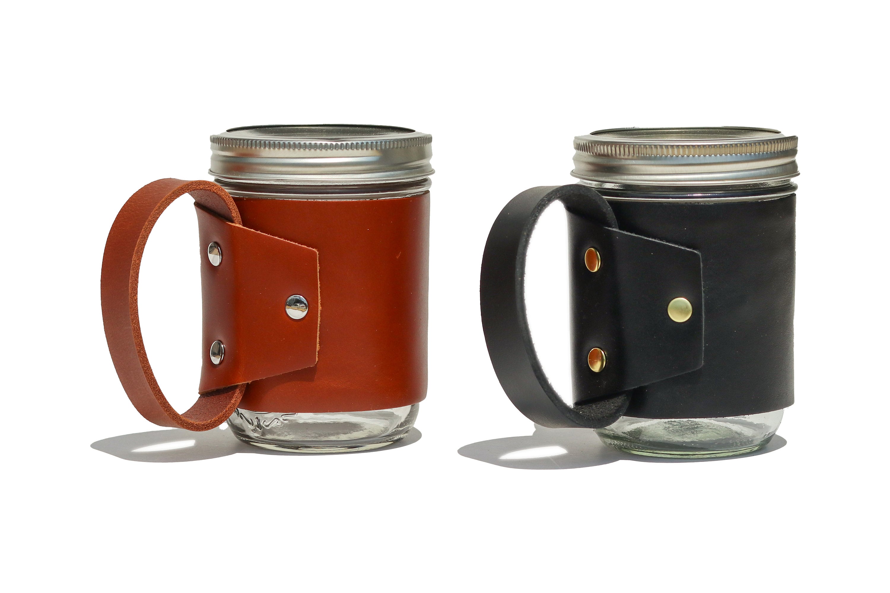 Leather Mason Jar Sleeve - Etsy